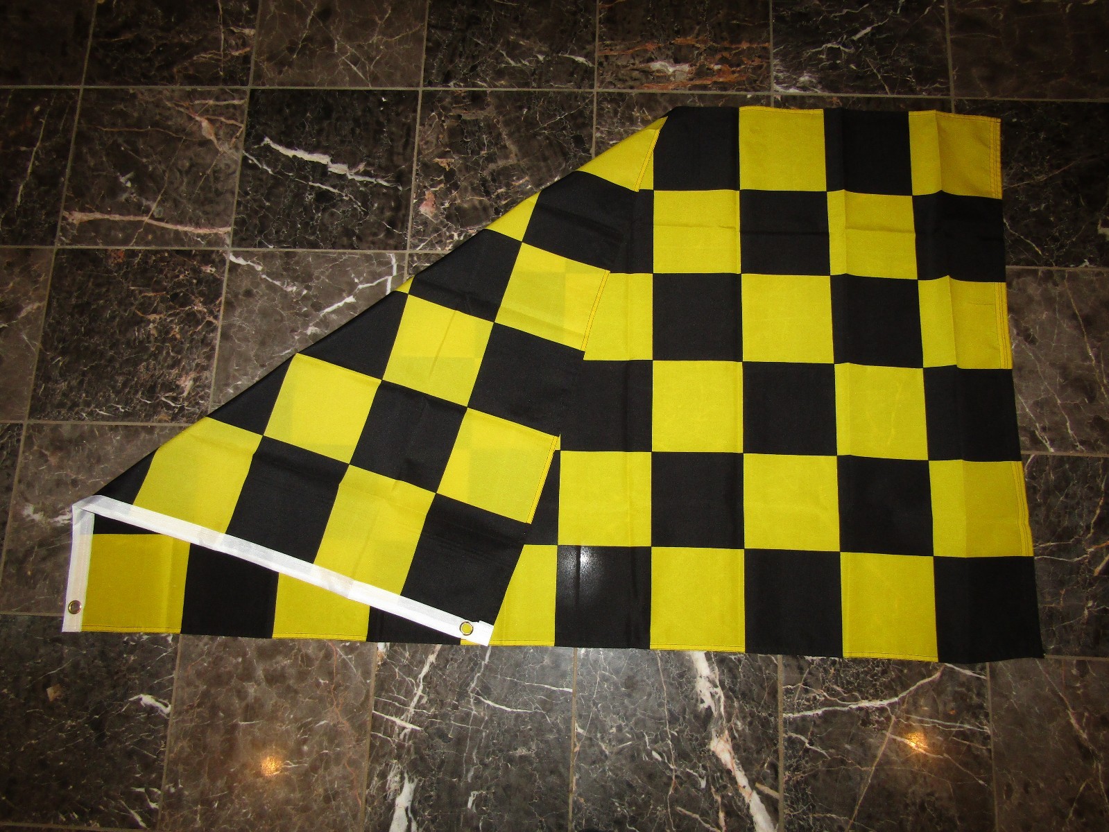 3x5 Black and Yellow Checkered Flag Knitted Poly 3'x5' House Banner ...