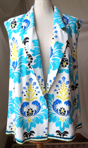 ASHLEY STEWARD VEST TIE SIDE MULTICOLOR LINEN/ RAYON BLEND LINED TOP 24 ...