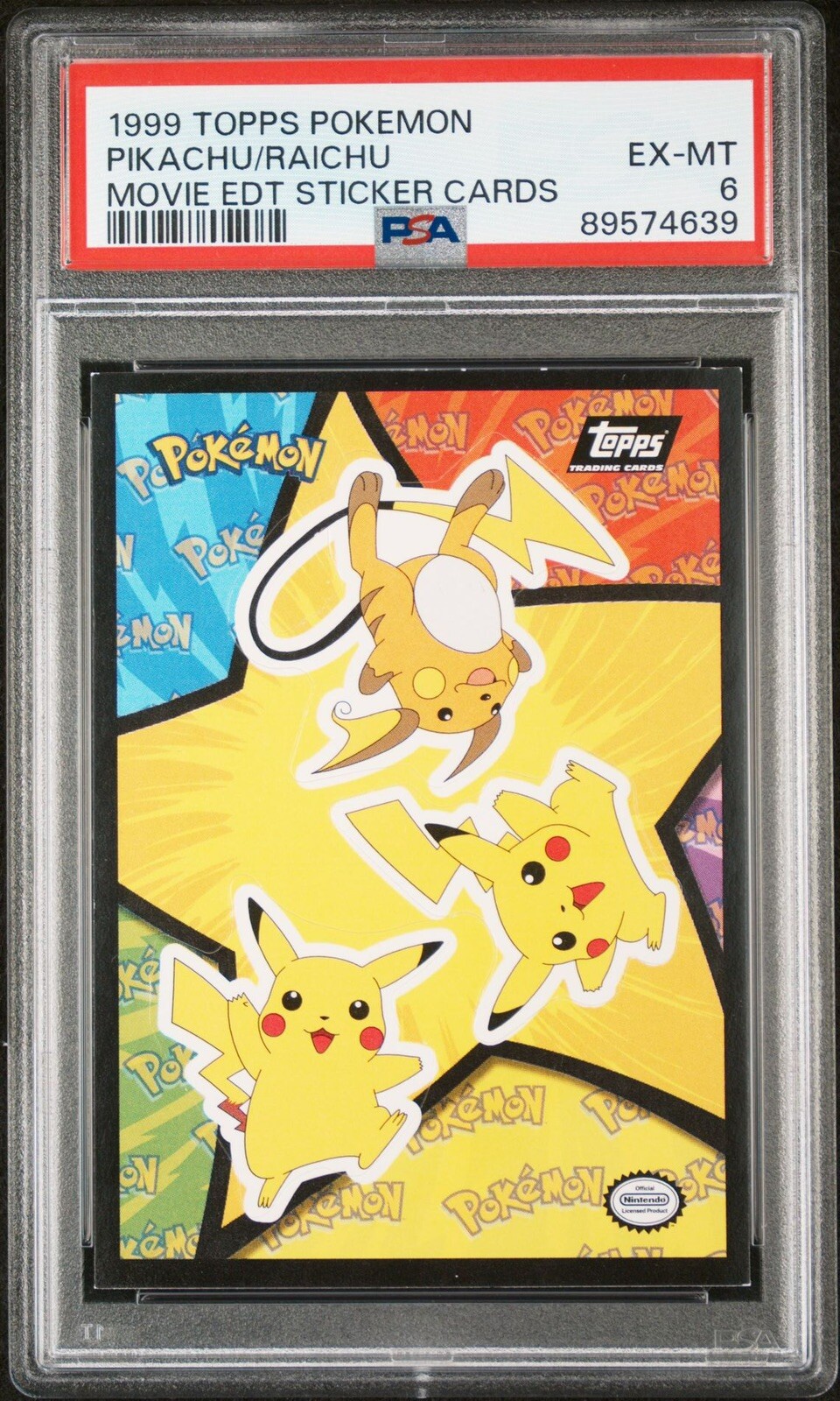 PSA 6 Sticker Card TOPPS Pokémon The First Movie Pikachu Raichu 1999 | eBay