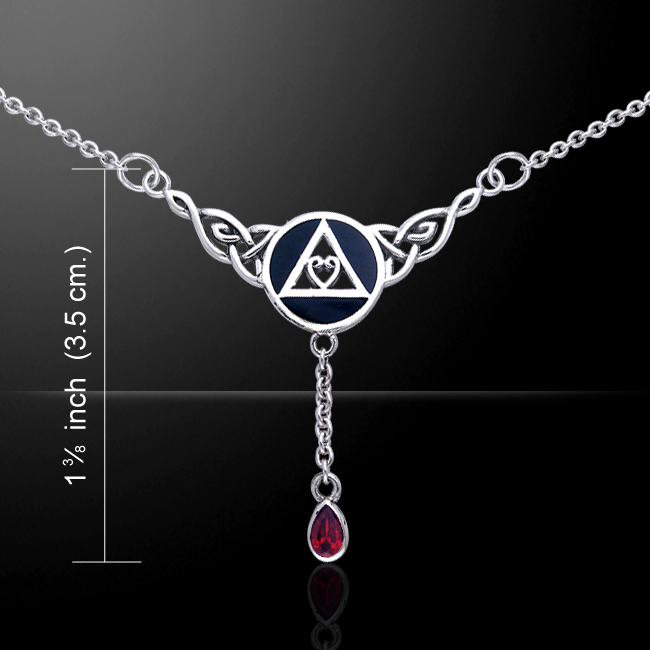 AA Recovery Symbol Heart 925 Sterling Silver Necklace Fine Sobriety ...