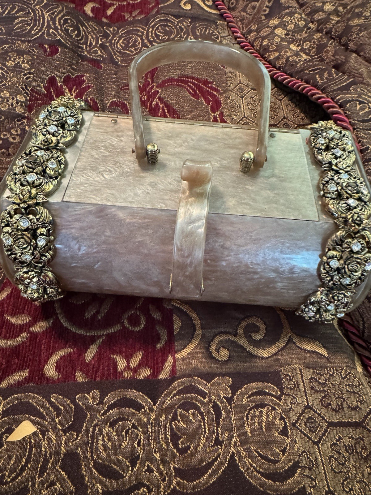 Wilardy Vintage Purse Champagne Lucite with Golden Fi… - Gem