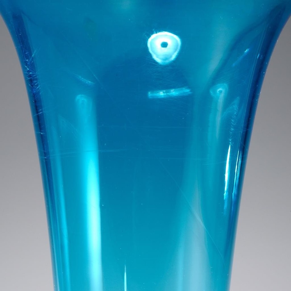 Steuben Celeste Blue Art Glass Trumpet Form Vase Flared Rim Rolled Foot ...