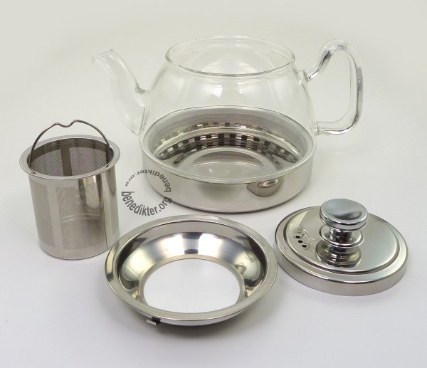 Luxus TEEBEREITER Glas & Edelstahl TEEKANNE MIT TEESIEB GLASKANNE ...