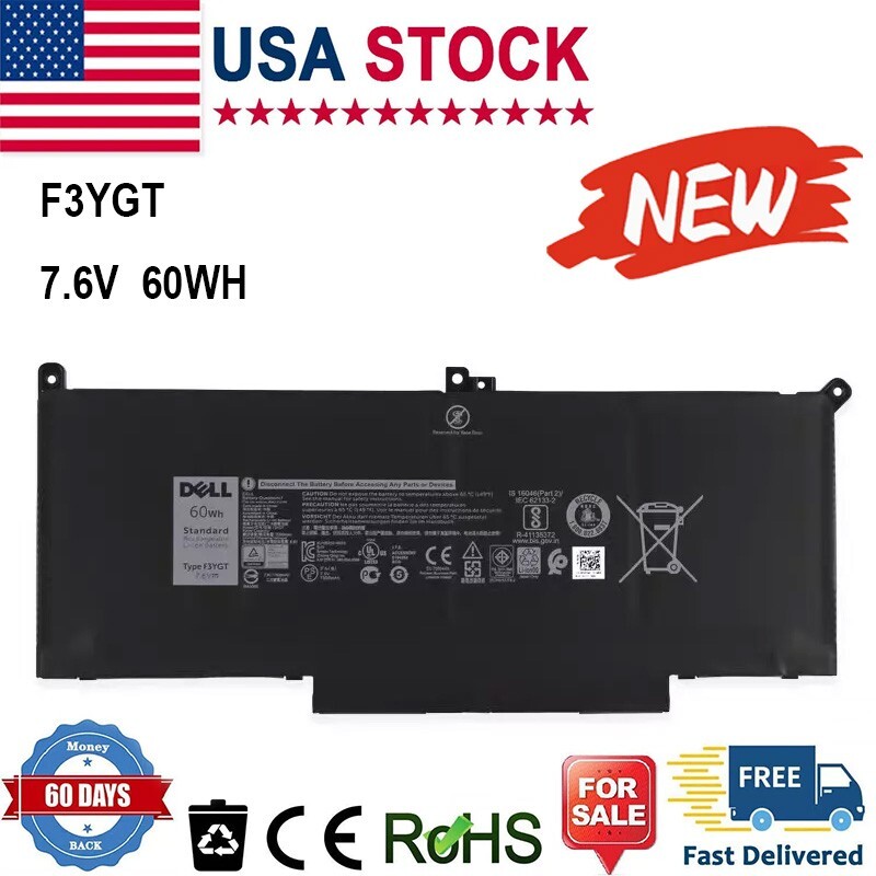 Genuine OEM F3YGT Battery For Dell Latitude E7280 E7480 14 7000 7480 ...