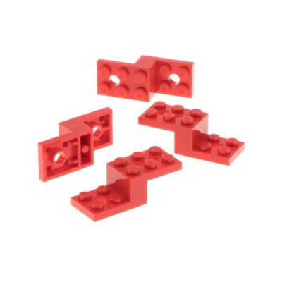 4x Lego Angle Plate 5x2x1 1/3 Red Angle Bracket Brick 2 Holes 6029952 ...