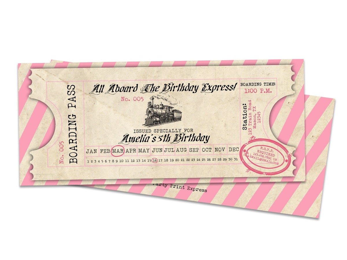 Train Ticket Birthday Invitations
