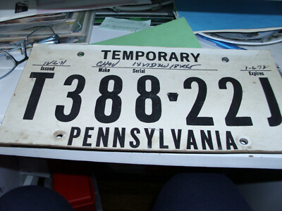 Vintage 1972 Pennsylvania Temporary License Plate | eBay