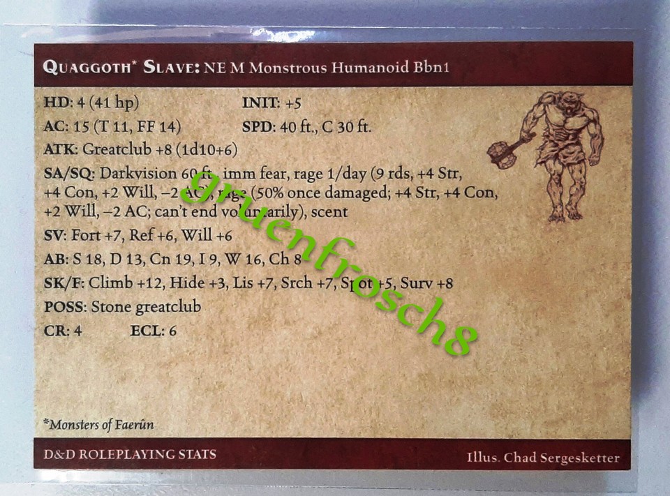 QUAGGOTH SLAVE 57 C WAR DRUMS 2006 D&D MINIATURES GAMES CARD WIZARDS ...