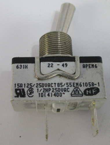 APEM - 631H - Toggle Switch - Metal Lever - On-Off - SPST - 15A - 250V ...