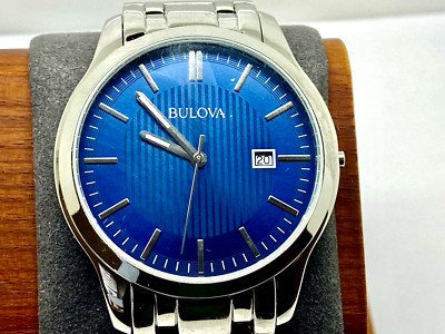 Bulova Men's Watch 96B222 Quartz Date Blue Dial 40mm Broken No Crown ...