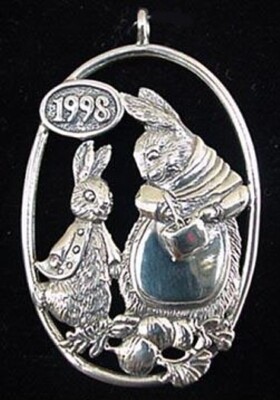 Peter Rabbit Beatrix Potter Sterling Christmas Ornament dated 1998 Hand ...