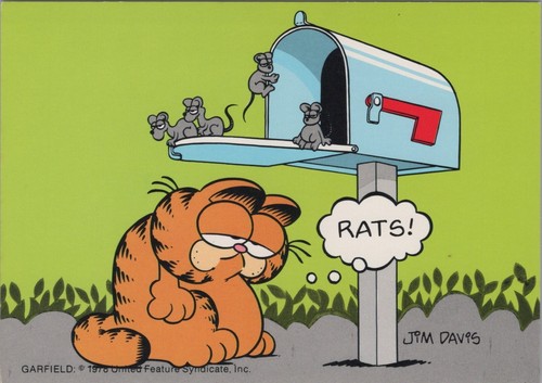 Garfield Mice In Empty Mailbox Sad Cat Rats Humor postcard LP8 | eBay