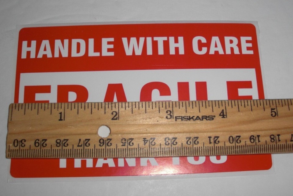 50 Fragile Handle With Care 3x5 Stickers Packaging Box Safety Mailing ...