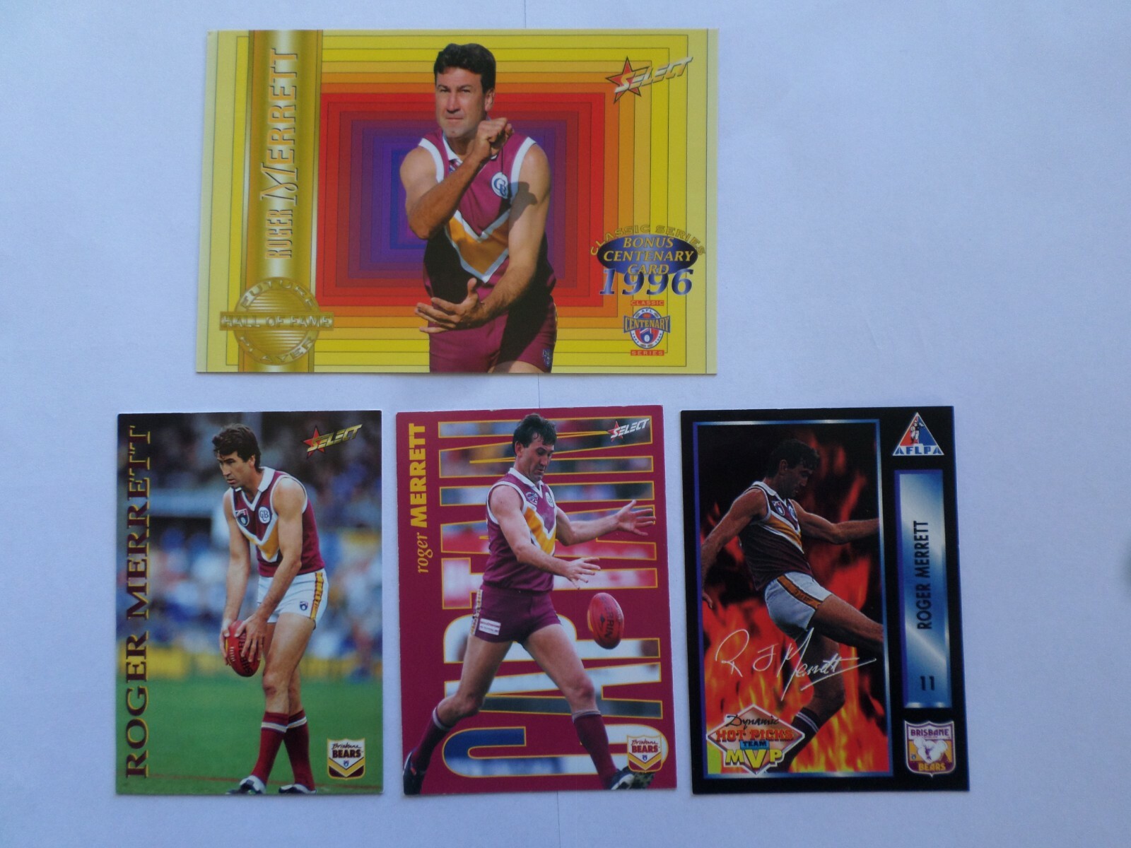 7-ROGER MERRETT BRIS.BEARS CARDS-1 LGE.LTD EDIT. SELECT AFL CARD&1994 ...