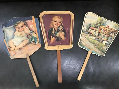Set of 3- Vintage/Collectible- Cardboard Advertising Fans/Signs ...