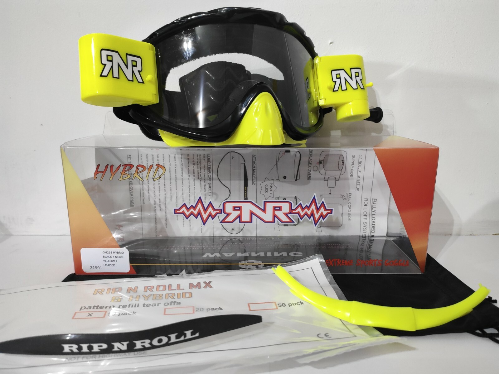RIP N ROLL HYBRID FULLY LOADED GOGGLES MOTOCROSS MX ENDURO RnR Black ...