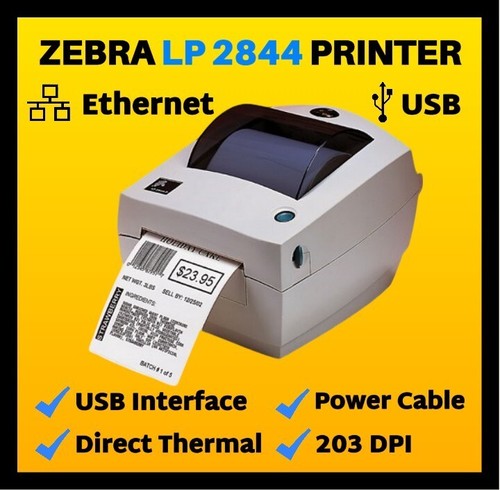 Zebra LP 2844 Desktop Printer, USB, Ethernet, 203 DPI, Direct Thermal ...