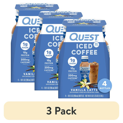Quest Iced Coffee Vanilla Latte 200mg Caffeine 10g Protein 12 Pack ...