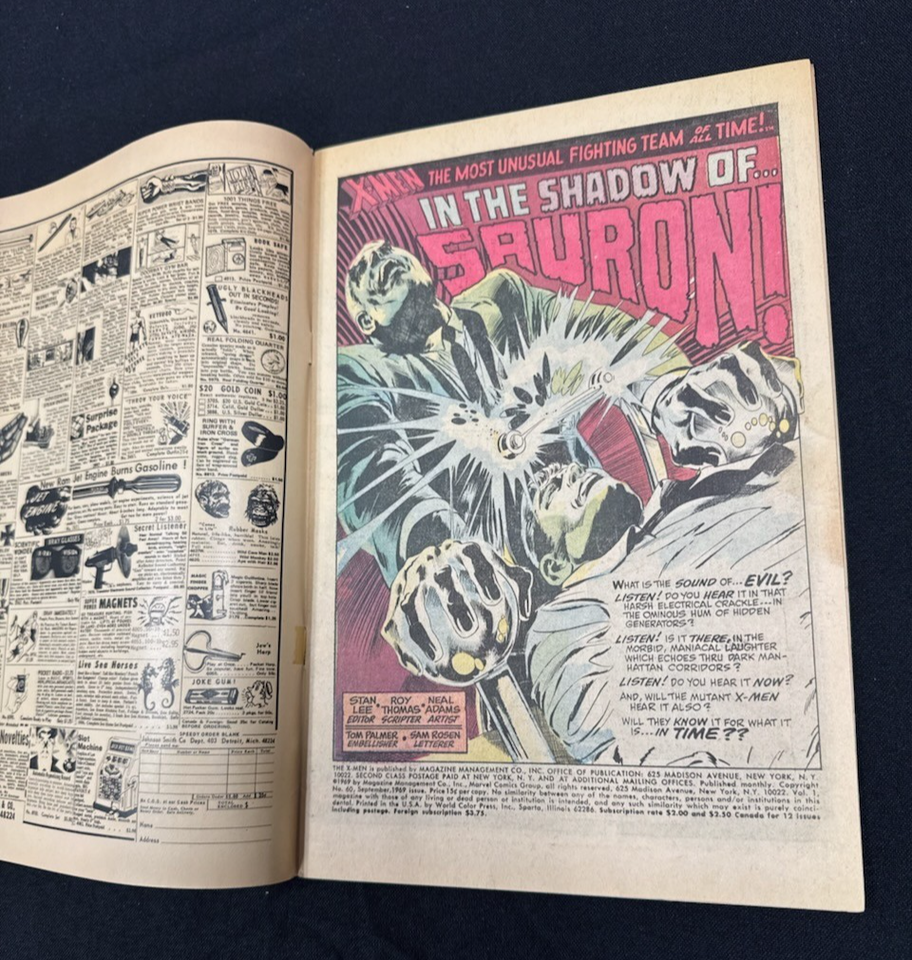 1969 Marvel Comics X-MEN #60 SIGNED ON COVER BY NEAL ADAMS & ROY THOMAS ...