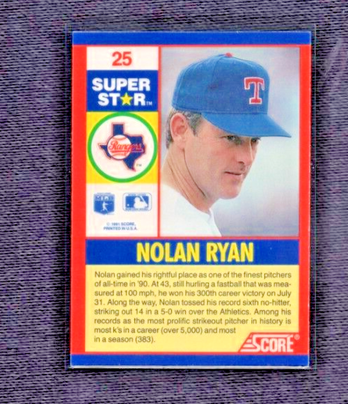 1991 Score Superstar #25 Nolan Ryan Texas Rangers HOF NM+ | eBay