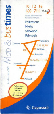 Stagecoach East Kent Bus Timetable (N090308) 10 12 16 Folkestone Hythe ...