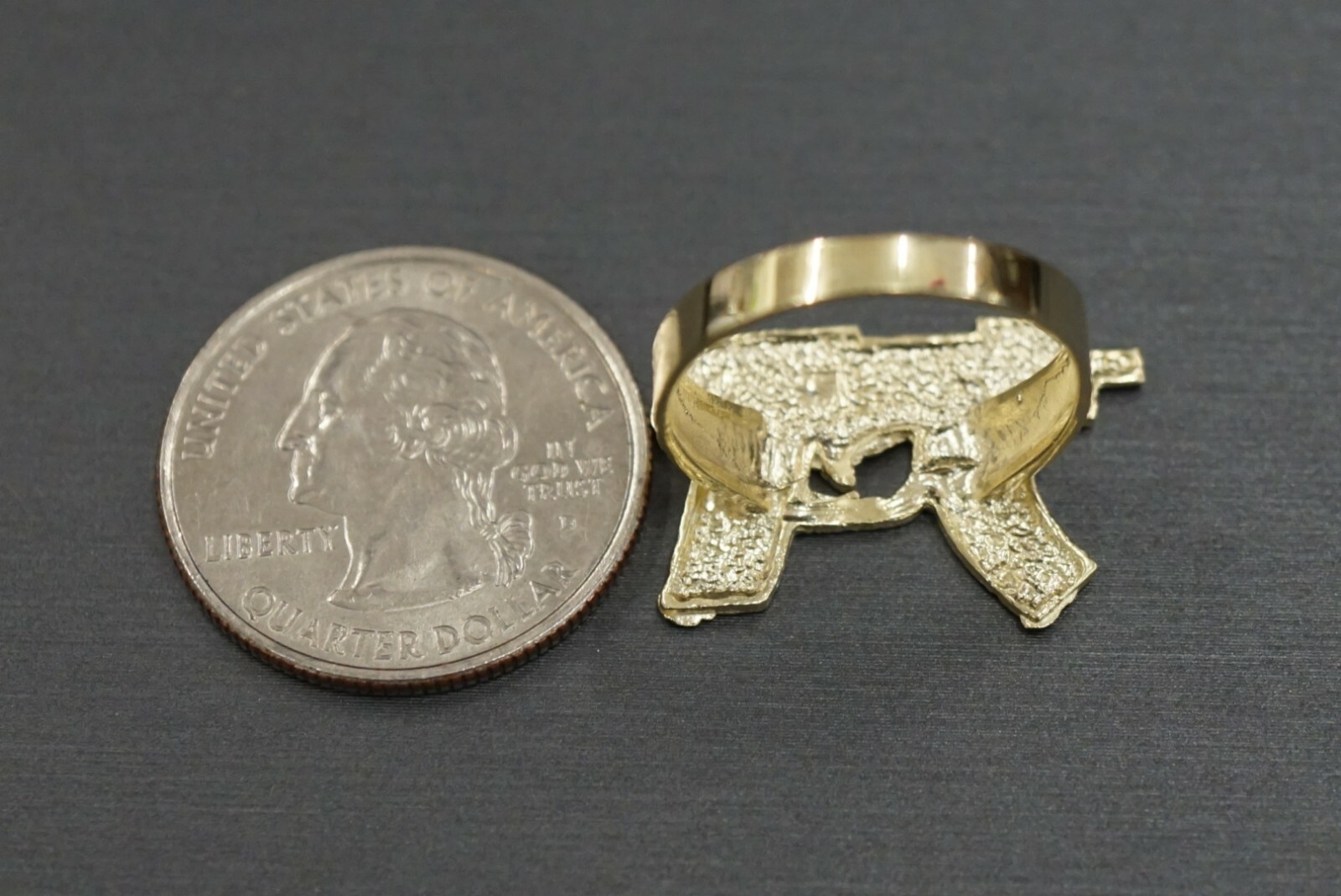 10K Solid Yellow Gold Diamond Cut UZI Machine Gun Ring. Size 8.25 | eBay
