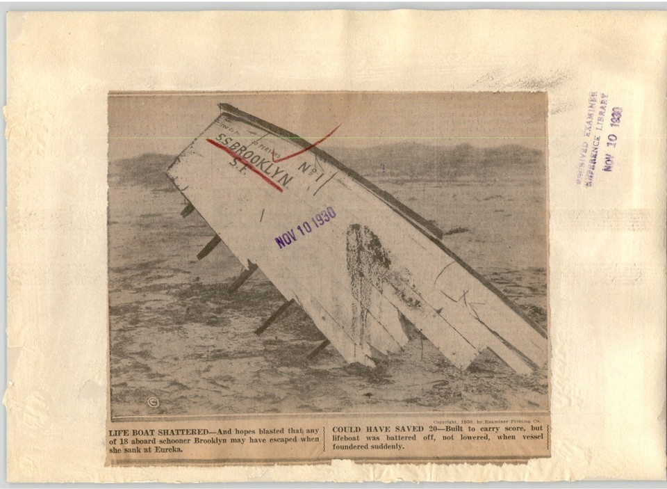 Forlorn SHATTERED Life Boat Schooner SS BROOKLYN Vintage 1930 Press ...
