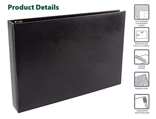 7-Ring Leather Business Check Book Binder Portfolio with 600 Checks ...