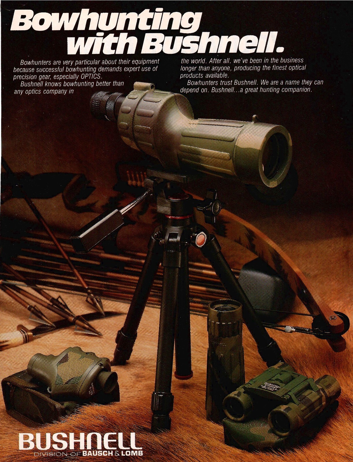 VINTAGE 1987 BUSHNELL RANGE FINDER BINOCULARS BOWHUNTING PRINT AD | eBay