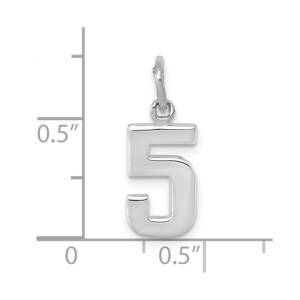 14K White Gold Small Polished Number 5 Charm WSP05 | eBay