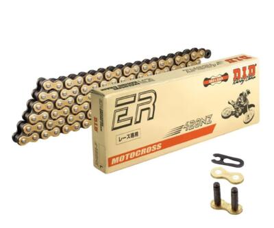 DID NZ bike chain open gold/steelcoloured 428 pitch / 124 links +clip ...