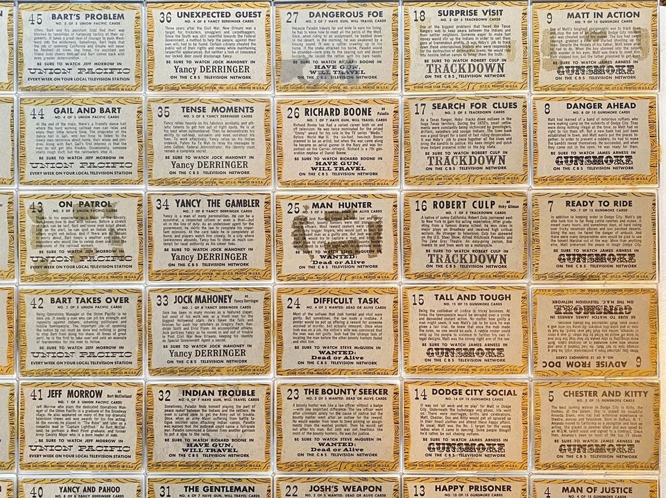 1958 TV Westerns Complete Vintage Trading Card Set (71) Topps | eBay
