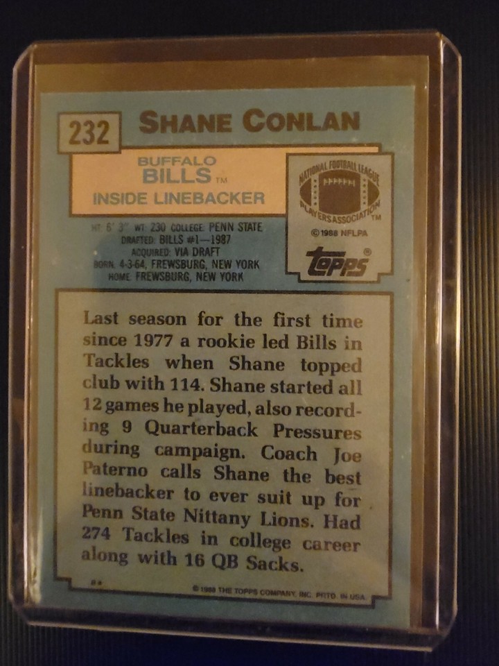 Shane Conlan Buffalo Bills Hand Signed Autographed Topps Rookie Card | eBay