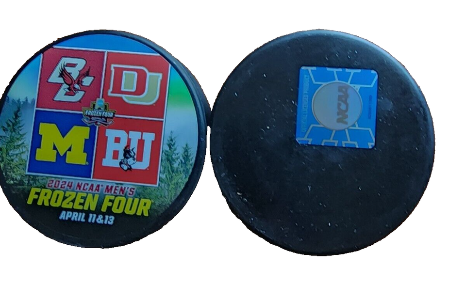 2024 NCAA Mens Frozen Four Logo Hockey Puck St Paul, MN Denver Boston ...