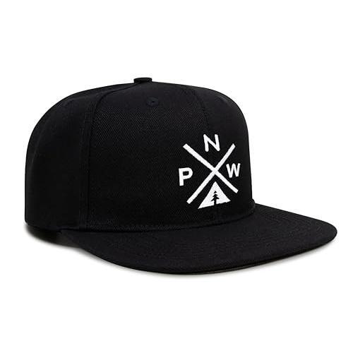 Pacific Northwest PNW Hat for Men Women - Snapback Trucker Cap (Black ...