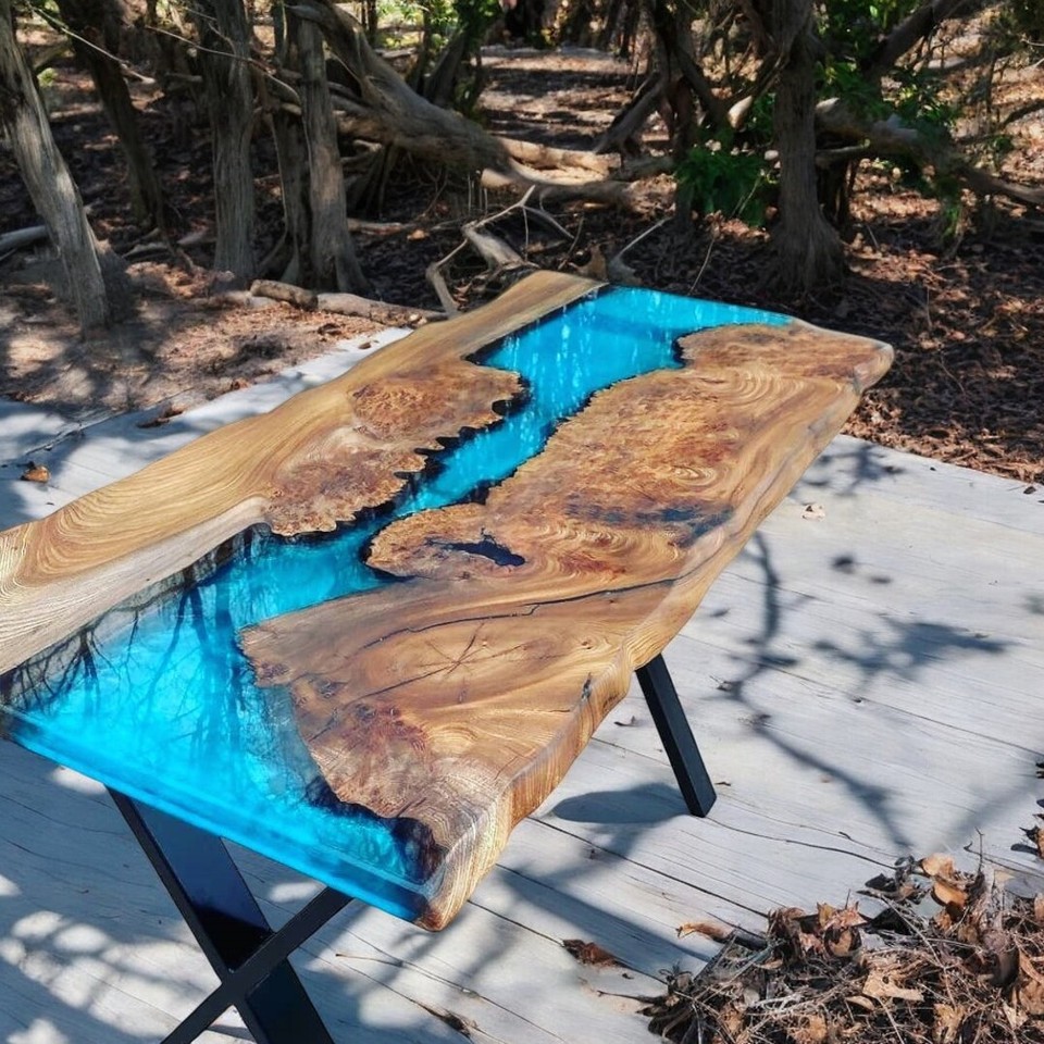 Custom Epoxy Resin Dining Tabletop Handmade Wooden Countertop Slab Farmhouse Dec | eBay