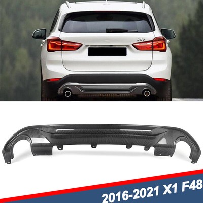 For BMW F48 F49 X1 2016-2021 Carbon Fiber Look Dual Exhaust Rear Bumper ...