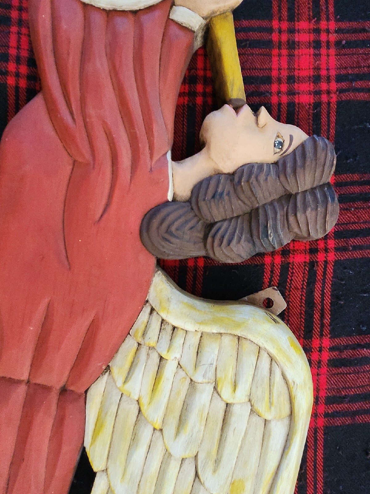 Vintage Mexico Folk Art Wood Hand Carved Angel Archangel Gabriel 36" In ...