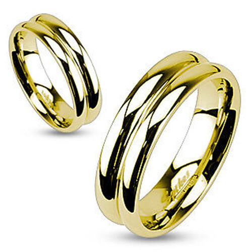 Gold Plated Double Dome Ring Mirror Polished Wedding Band Ring | eBay