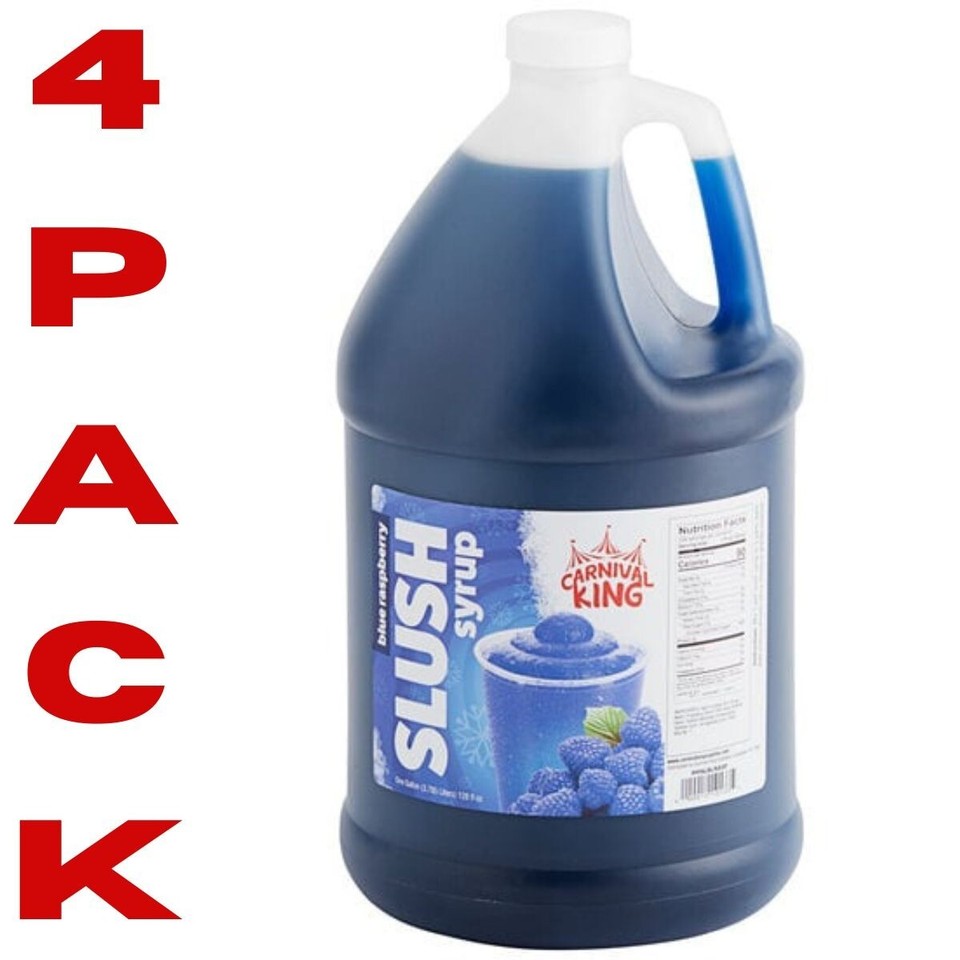 4 Pack Case Slushy Machine Syrup 1 Gallon Blue Raspberry Syrup Frozen ...