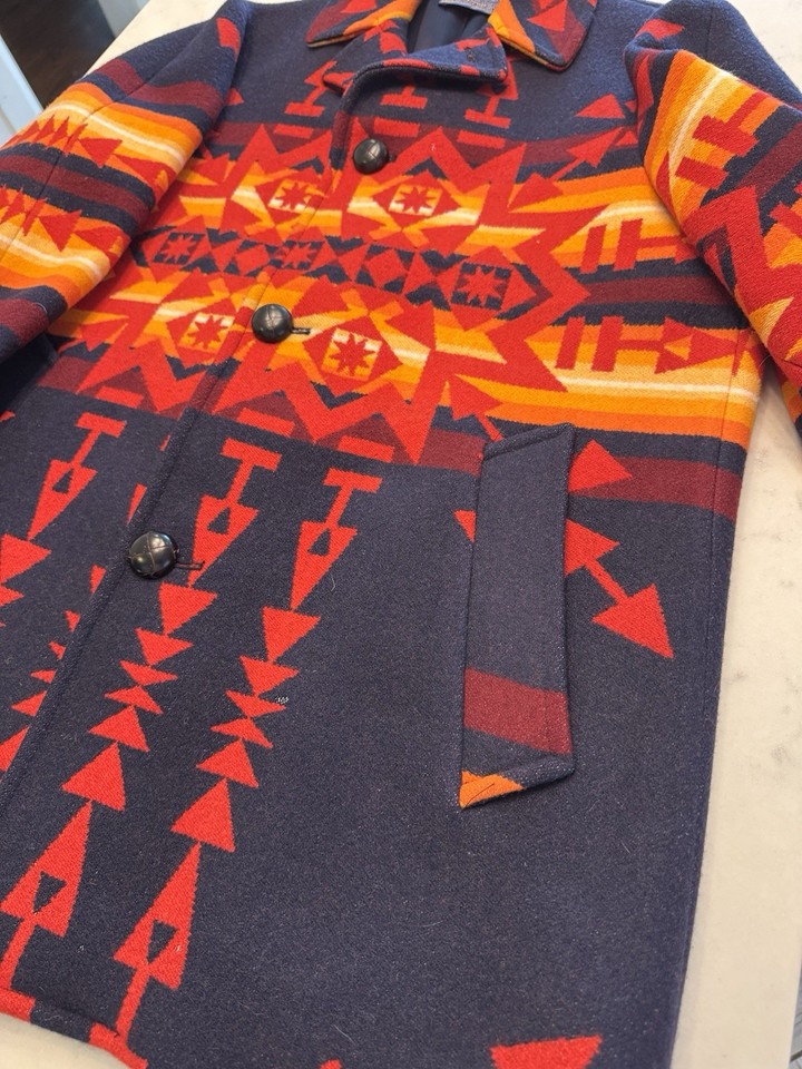Vintage Pendleton Blanket Coat Southwest Wool Geometric USA Made Sz 40 ...