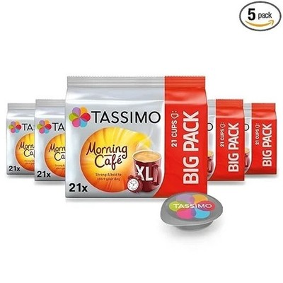 Tassimo Morning Café Capsules, 105 Coffee Capsules, Pack of 5, 5 x 21 ...