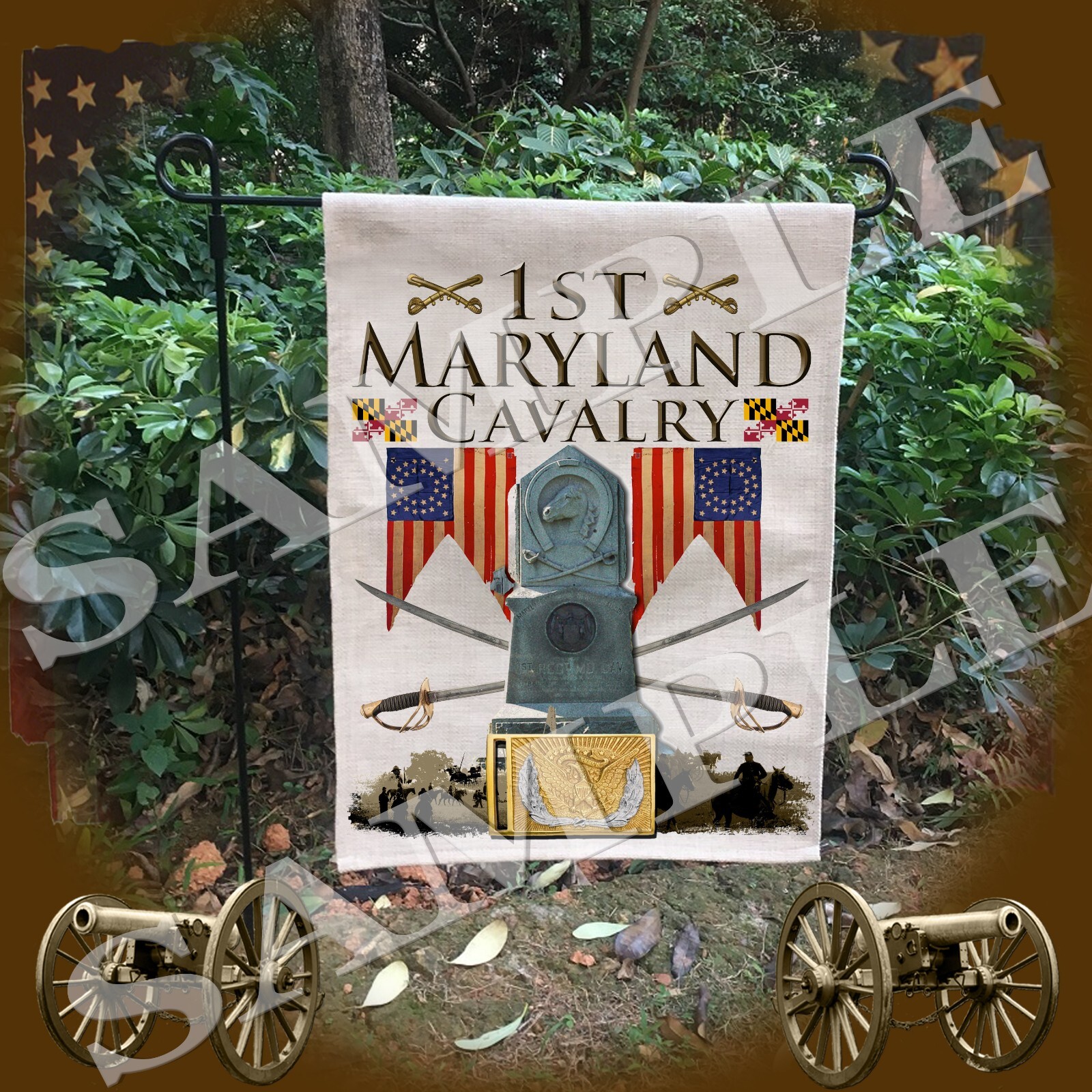 1st Maryland Cavalry USA American Civil War themed linen garden/yard ...