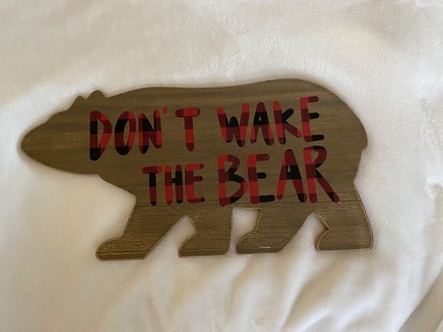 dont wake the bear red and black plaid decorative sign | eBay