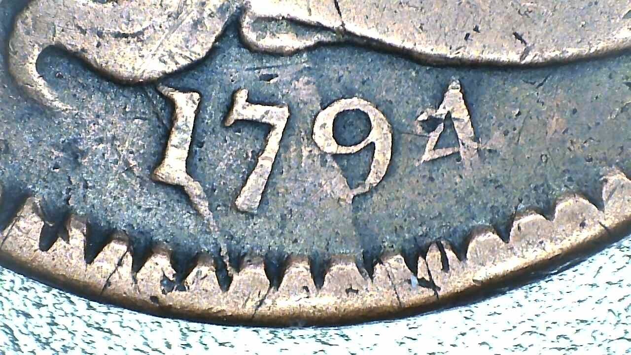 Large cent 1794 Sheldon 65 in unique terminal die state discovery coin ...