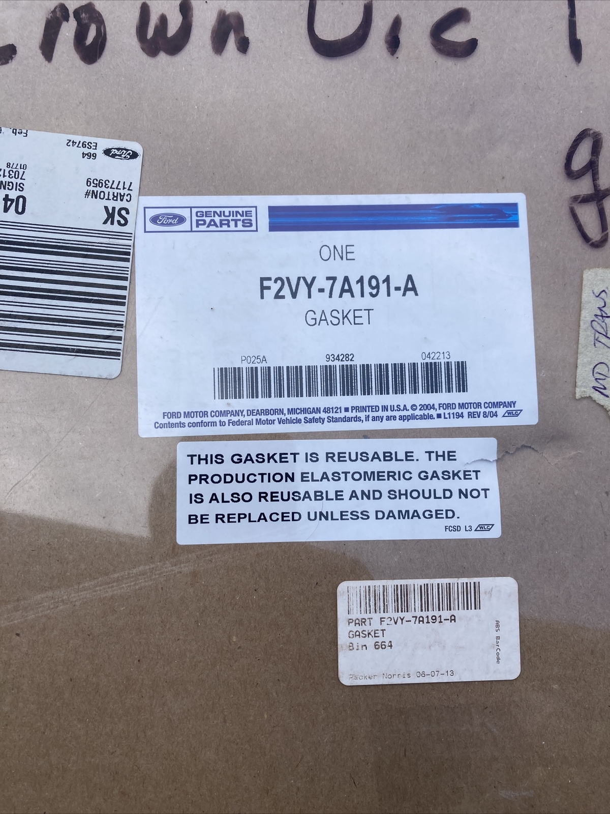 Ford Motorcraft F2VY-7A191-A Transmission Gasket, Pan (Bonded Gasket ...