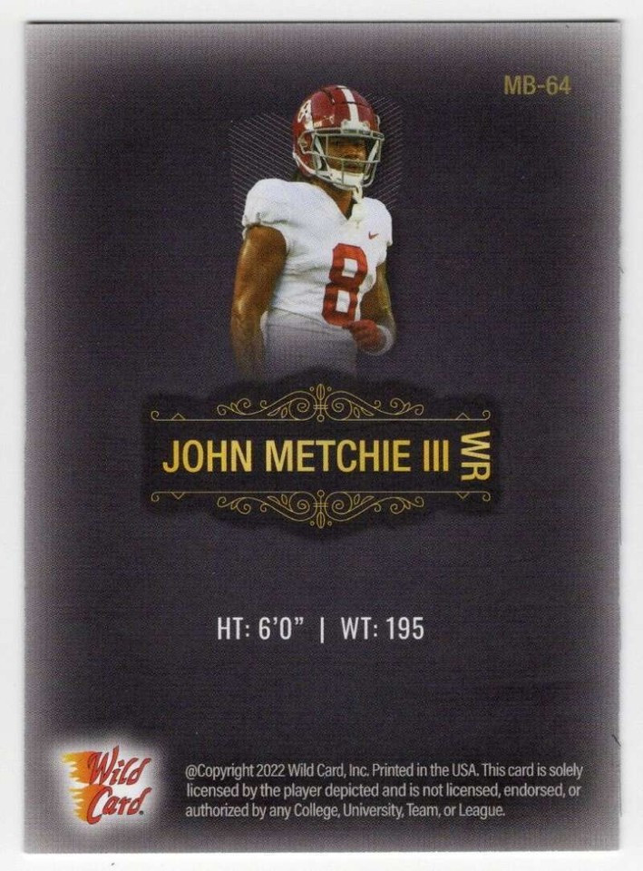 JOHN METCHIE III RC 2022 Wild Card Black Matte ROOKIE #64 Texans NFL ID ...