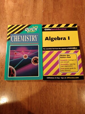 5 CLIFFS QUICK REVIEW BOOKS ALGEBRA 1 AND CHEMISTRY LOTS OF 2 | eBay