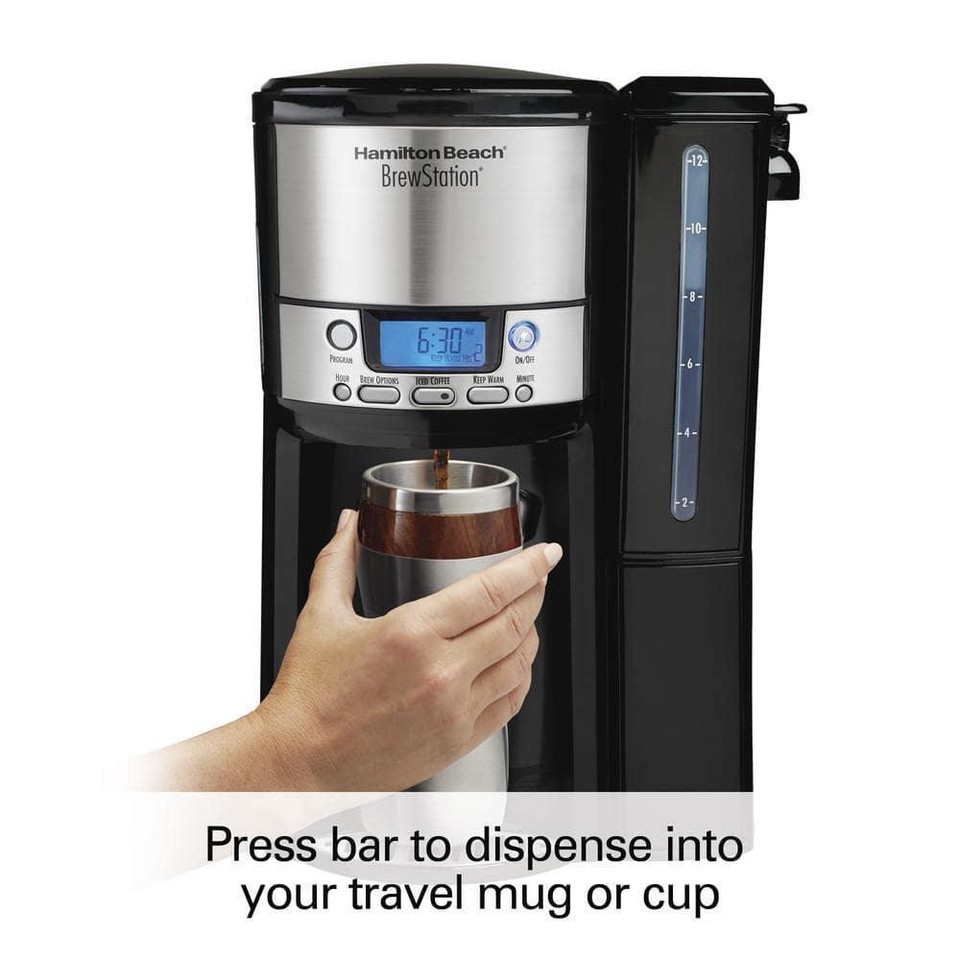 BrewStation 12- Cup Programmable Black Drip Coffee Maker with Removable ...