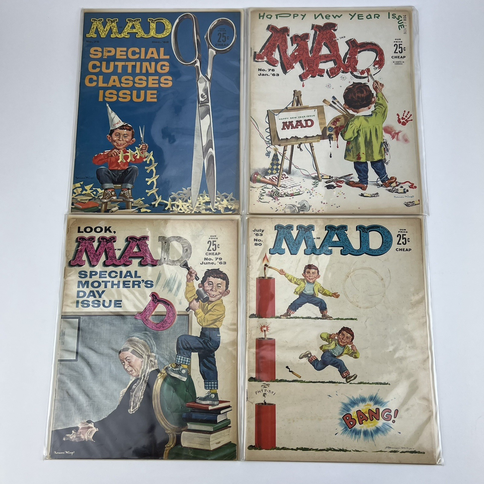 Lot of 12x Vintage MAD MAGAZINES - SEPT 1958 - MARCH 1965 - Boarded VG ...